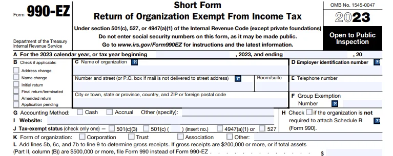 Form 990-EZ Instructions for 2024