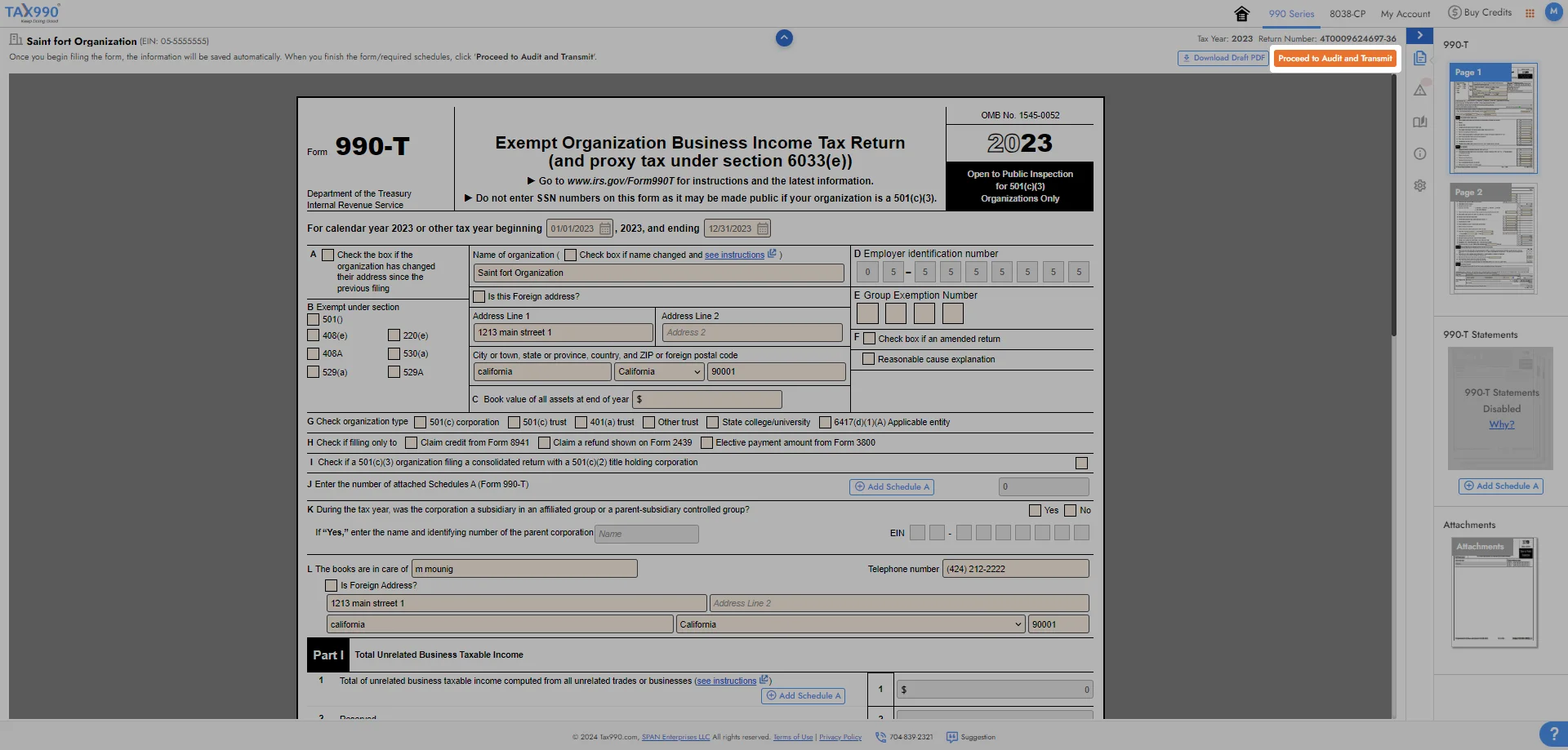 E-file Form 990-T Online for 2023 Tax Year